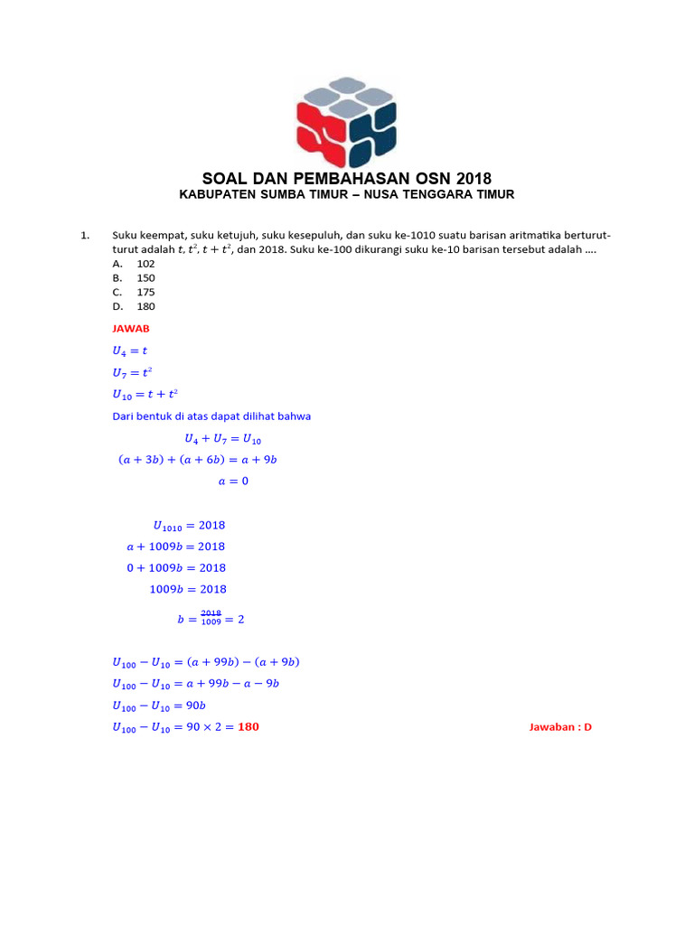 MM OSN-K SMP 2018 - Soal Dan Solusi (R3) | PDF | Metode & Bahan Ajar