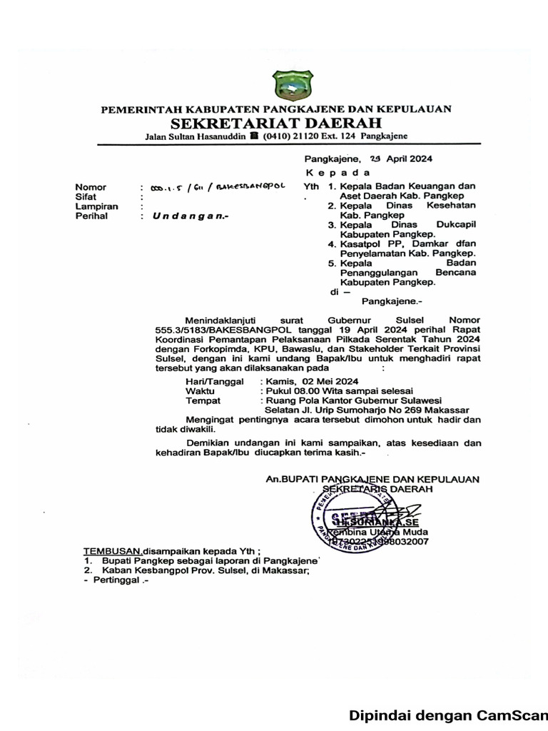 Undangan Rapat Koordinasi Pilkada | PDF