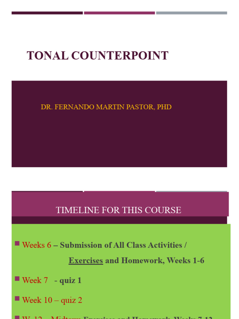 Tonal Counterpoint ALL SLIDES | PDF | Chord (Music) | Harmony