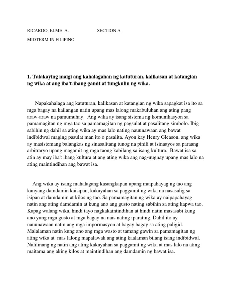 Filipino Midterm | PDF
