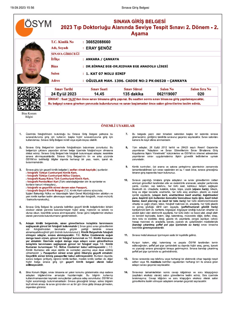 2023 Eylül TUS | PDF