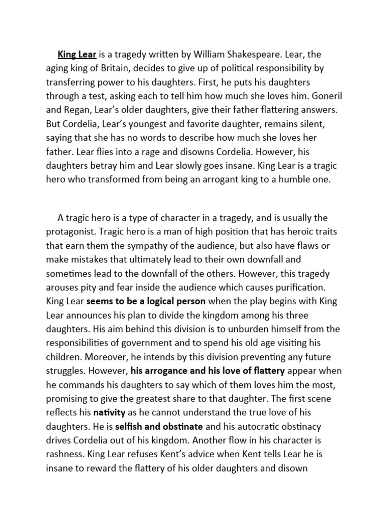King Lear character | PDF | King Lear | Tragedy
