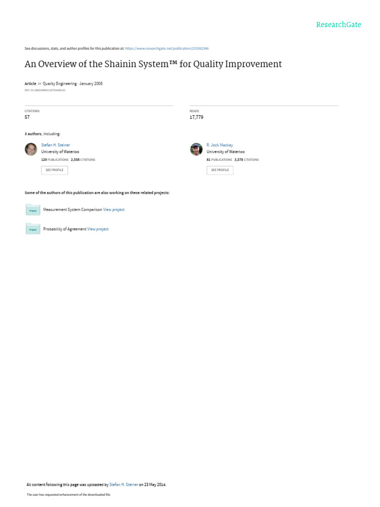 Shainin Study | Download Free PDF | Experiment | Six Sigma