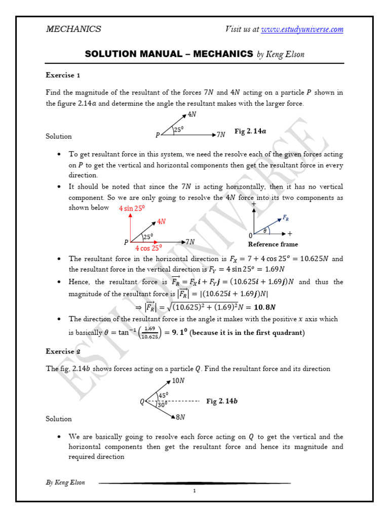 Mechanics Solution Manual by Keng Elson | PDF | Force | Tension (Physics)