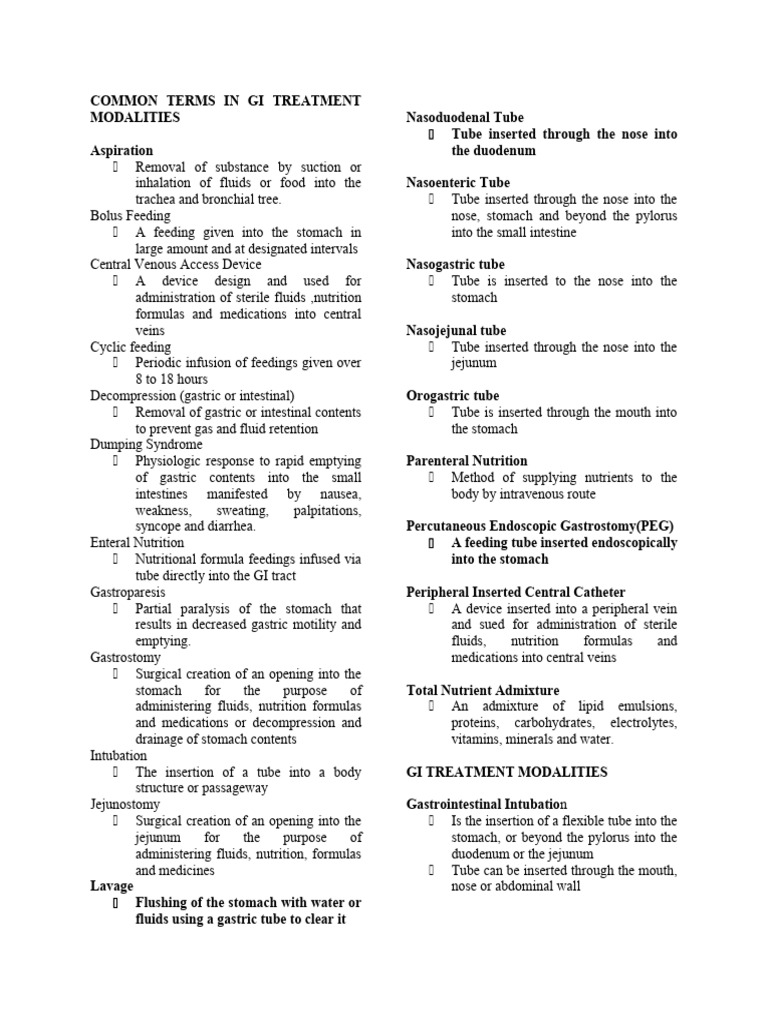 COMMON TERMS IN GI TREATMENT MODALITIES Part 1 | Download Free PDF ...