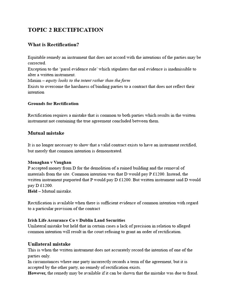 RECTIFICATION | PDF | Common Law | Private Law