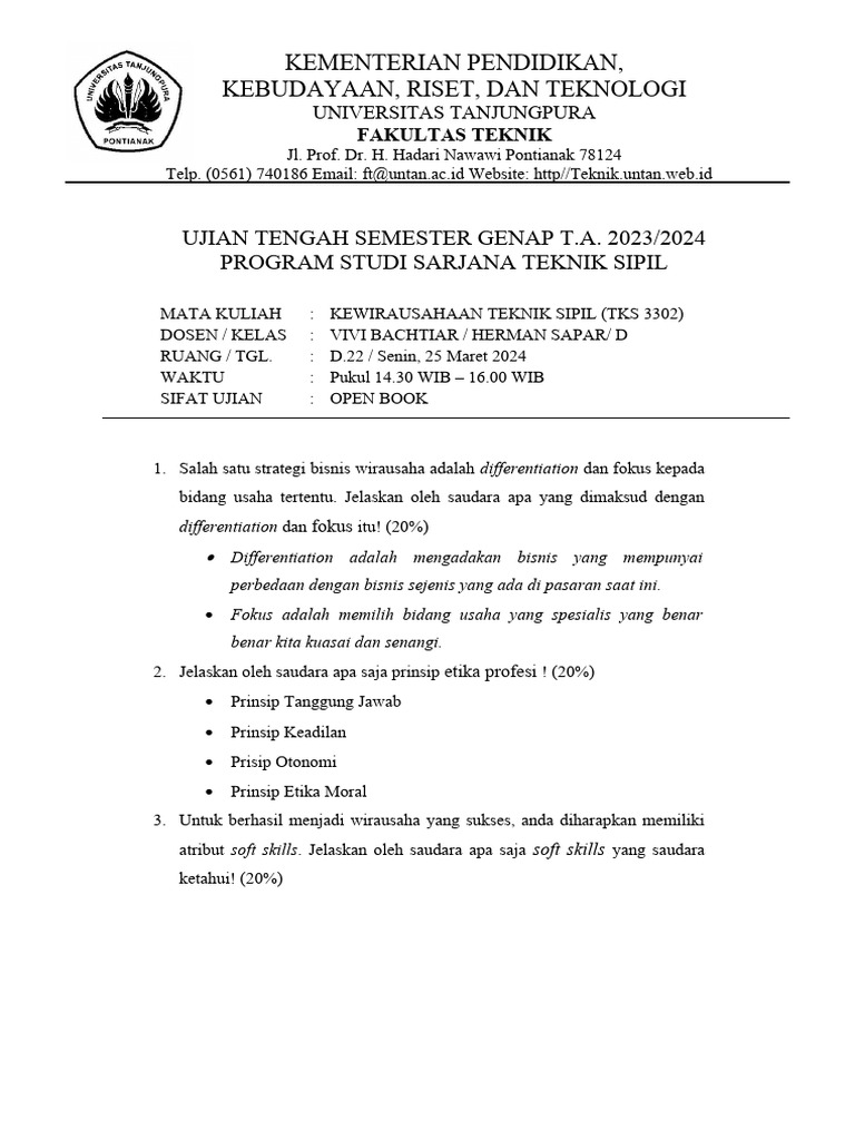 Ujian Tengah Semester Genap 2024 | PDF