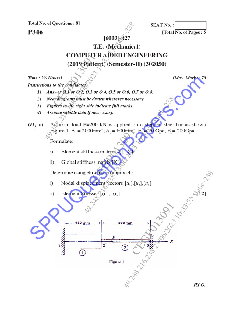 Be Mechanical Engineering Semester 6 2023 May Computer Aided Engineering Cae Pattern 2019 | PDF ...