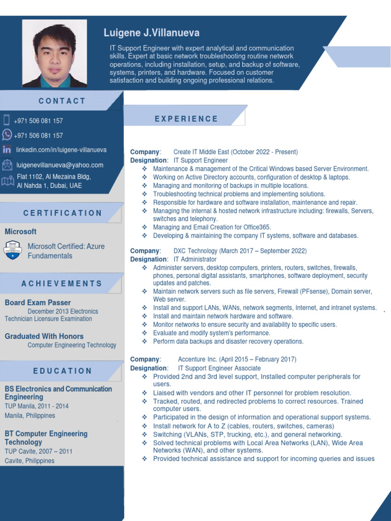 LuigeneVillanueva CV | Download Free PDF | Computer Network | Server (Computing)