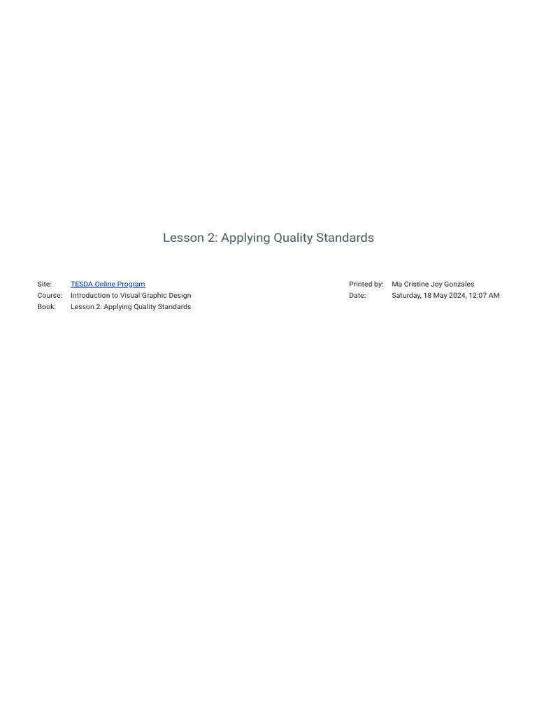 Lesson 2_ Applying Quality Standards | PDF | Standardization | Osi Model