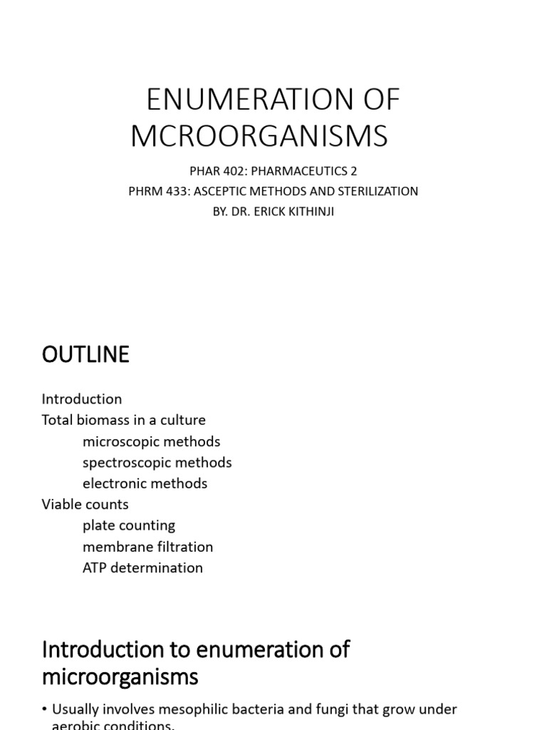 Lecture 4 Enumeration Of Microorganisms Pdf Colony Forming Unit Bacteria
