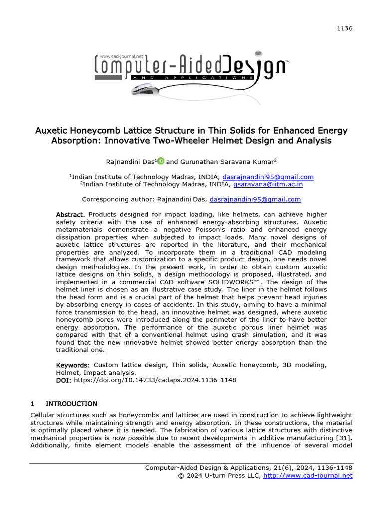 Auxetic Honeycomb Lattice Structure in Thin Solids For Enhanced Energy Absorption: Innovative ...