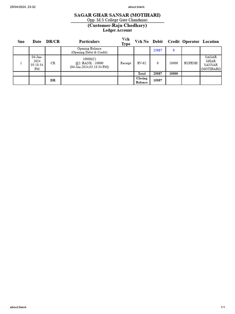 Customer Ledger Summary | PDF