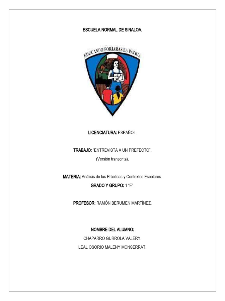 Entrevista a Prefecto Escolar | PDF | Crecimiento personal y ...