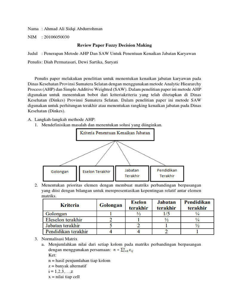 Review Paper Decision Making | PDF | Metode & Bahan Ajar