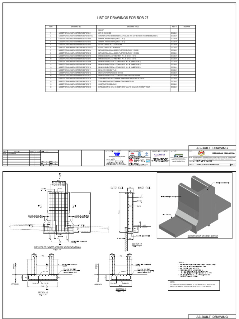 ROB 27 As-Built Drawings List | PDF | Railway Companies | Civil Engineering