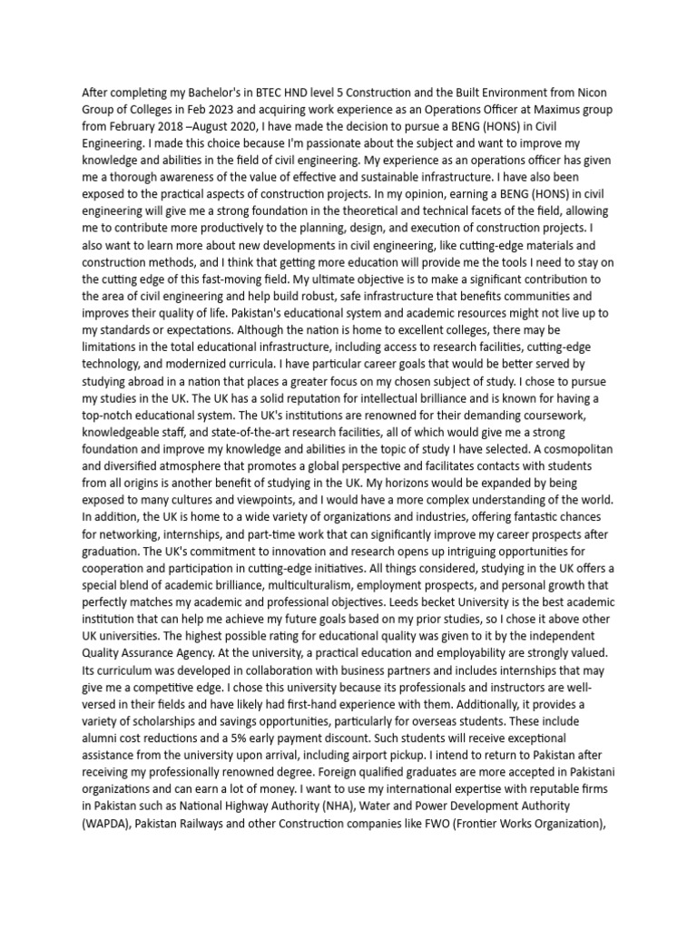 Moeed Statement | PDF | Engineering Moeed Statement | PDF | Engineering