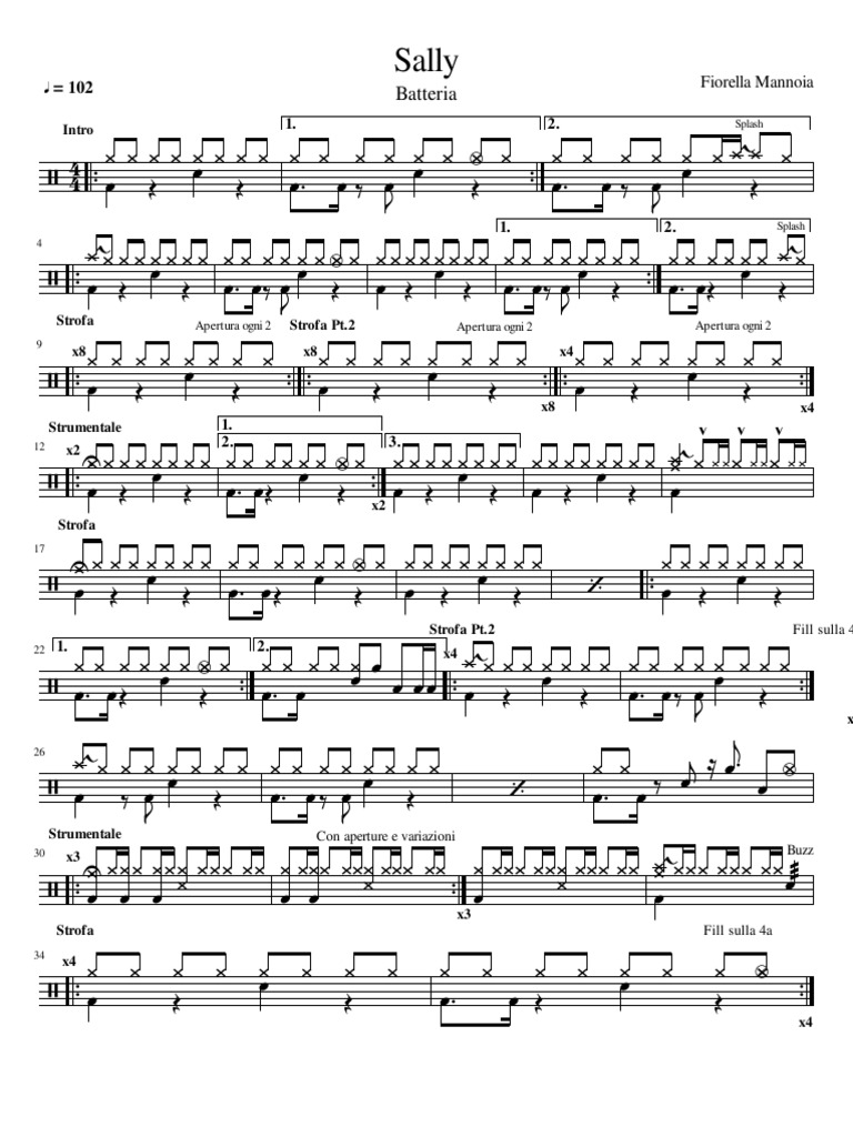 Sally BATTERIA Spartito in Ottavi | PDF