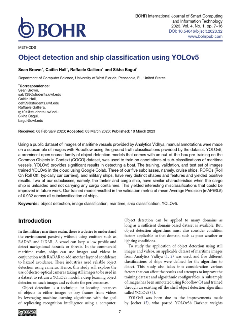 Object Detection And Ship Classification Using Yolov5 Pdf Receiver Operating Characteristic