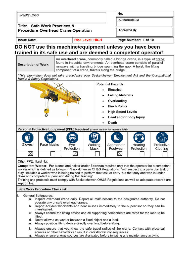 Overhead Crane | PDF | Crane (Machine) | Personal Protective Equipment