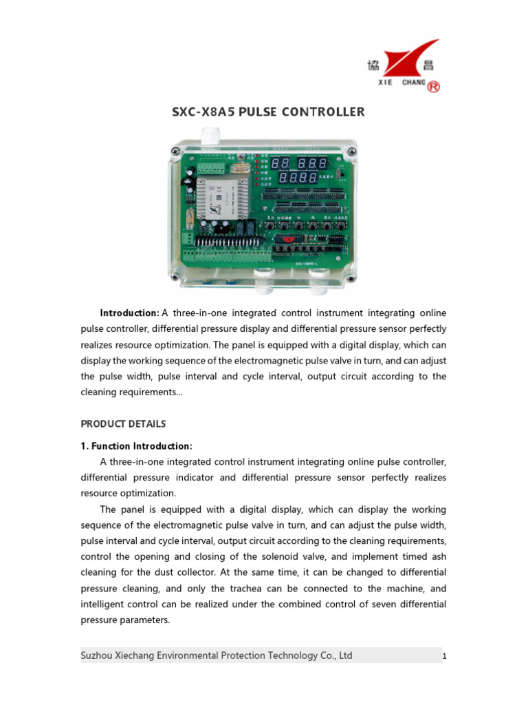 SXC-X8A5 Pulse Controller Overview | PDF | Pressure Measurement ...