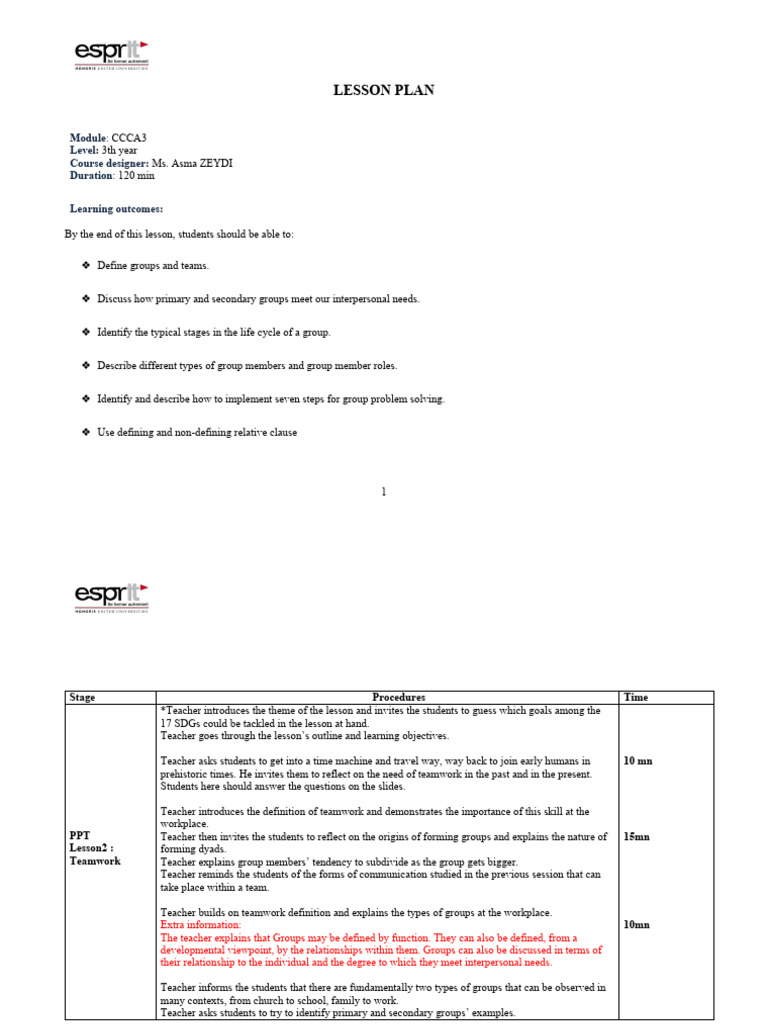 Teamwork Lesson Plan | PDF | Teachers | Reason