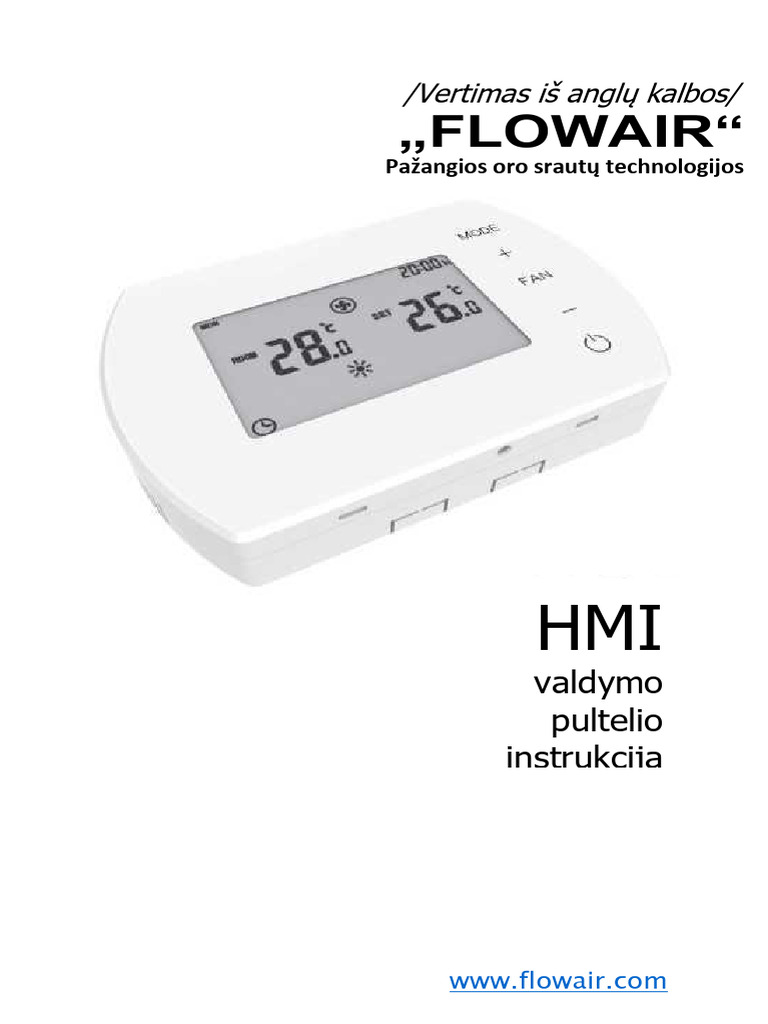 Flowair HMI Instrukcija LT | PDF