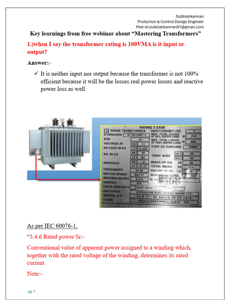 Key Learnings - Mastering Transformer | PDF | Transformer | Ac Power