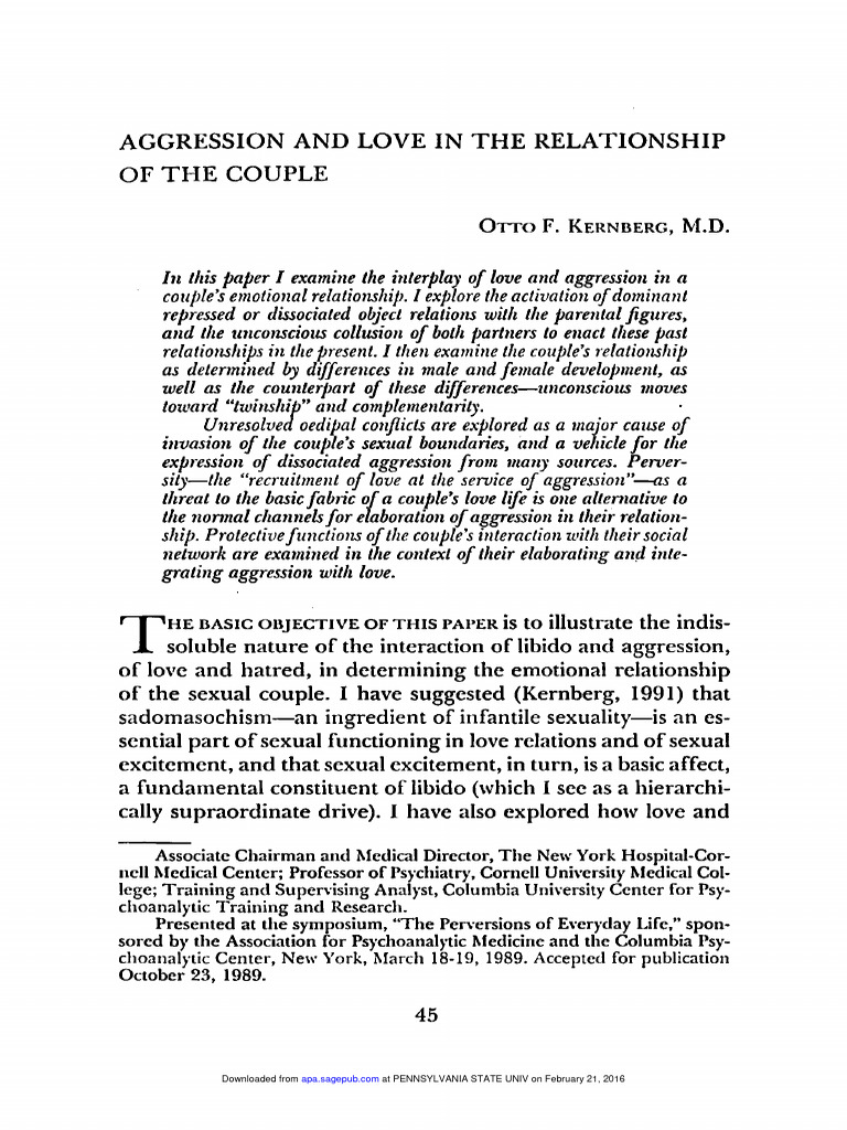 Aggression and Love - Kernberg | PDF | Oedipus Complex | Intimate ...