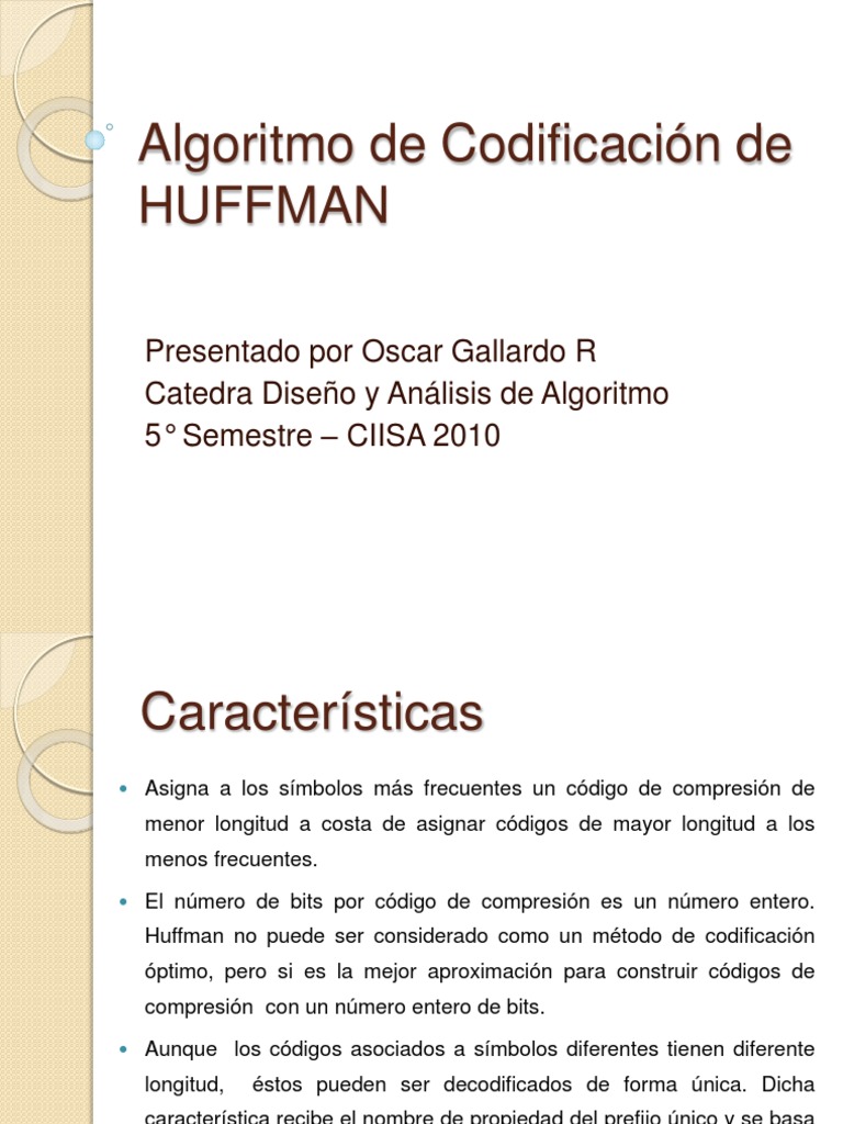 Algoritmo de Codificación de HUFFMAN | PDF | Algoritmos y Estructuras de Datos | Algoritmos