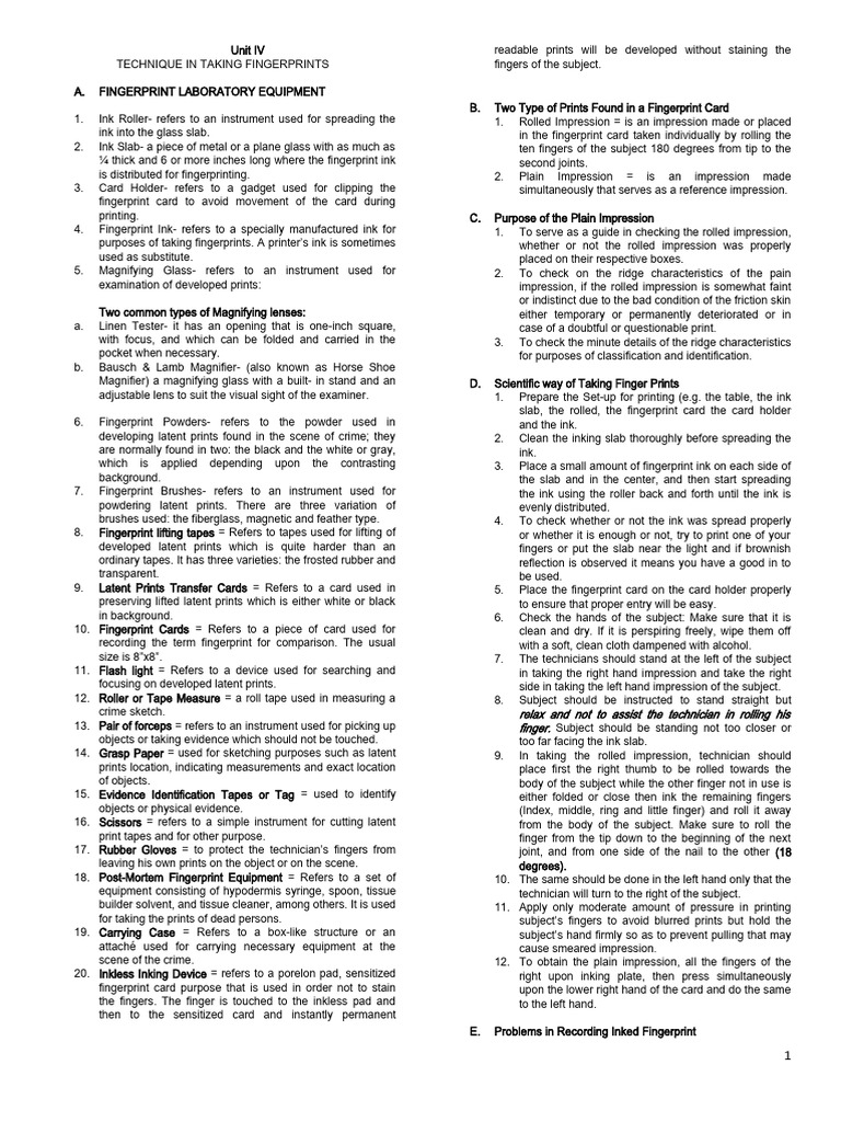 Notes For Fingerprint - Final | PDF | Fingerprint | Hand