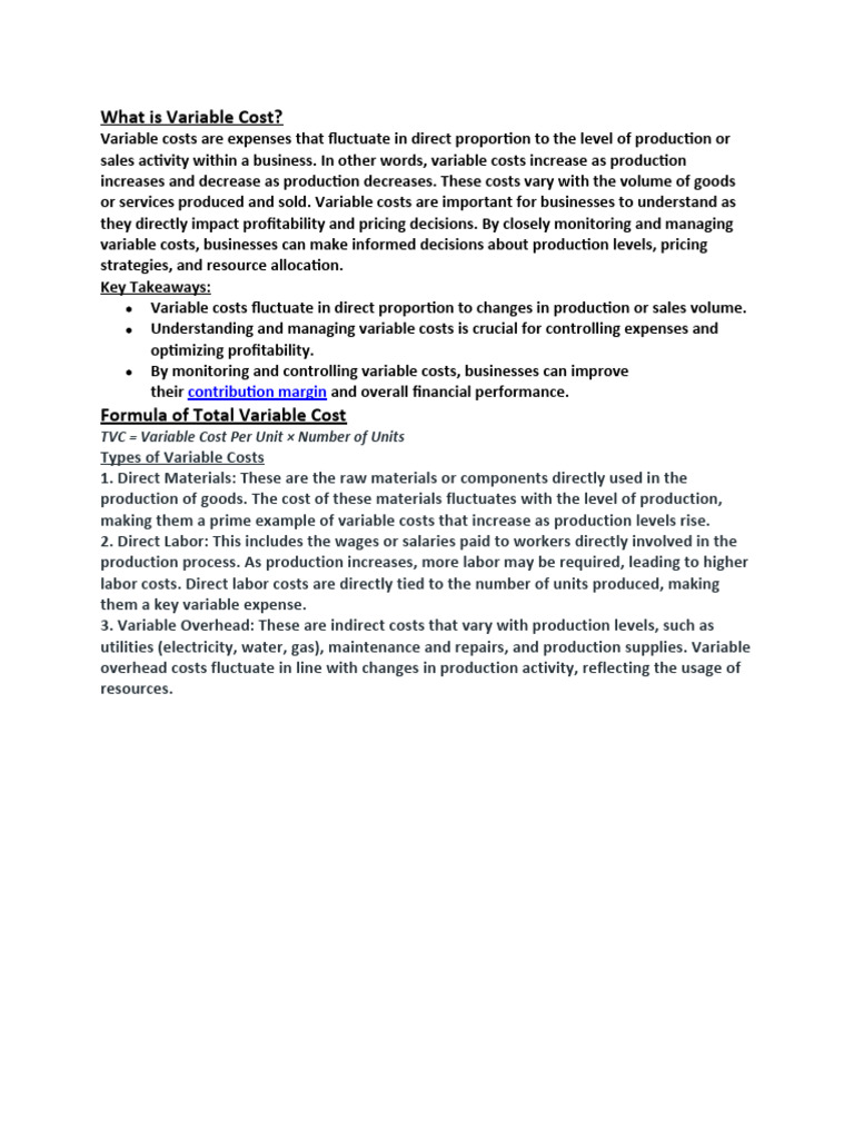 What Is Variable Cost | PDF
