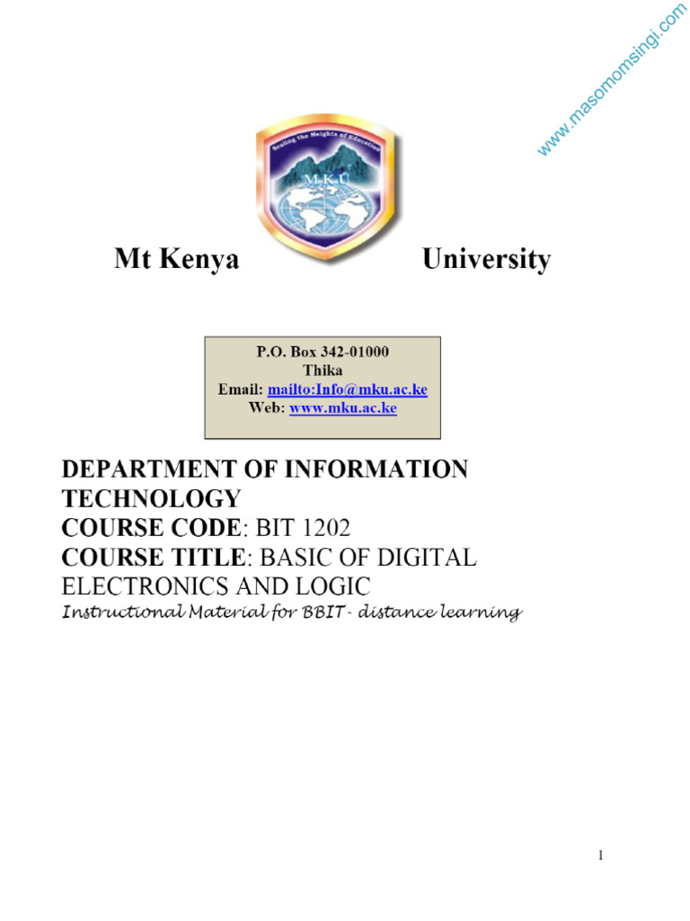 Digital Electronics and Logic Mku | PDF