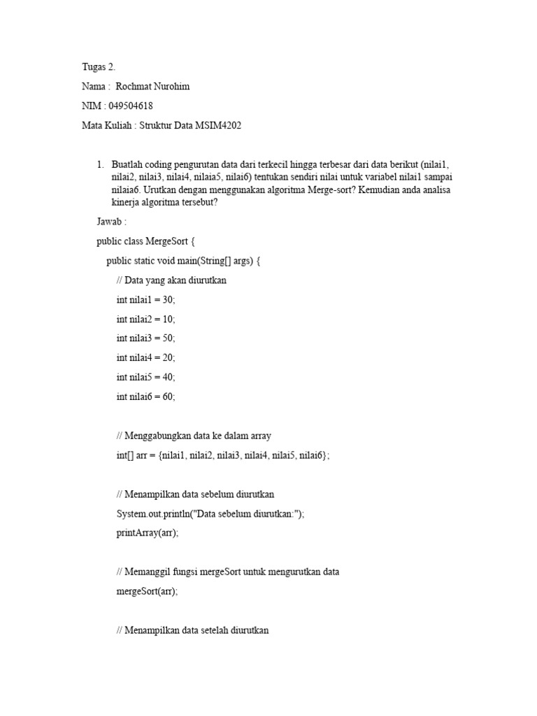 Tugas 2 Struktur Data MSIM4202 | PDF | Komputer