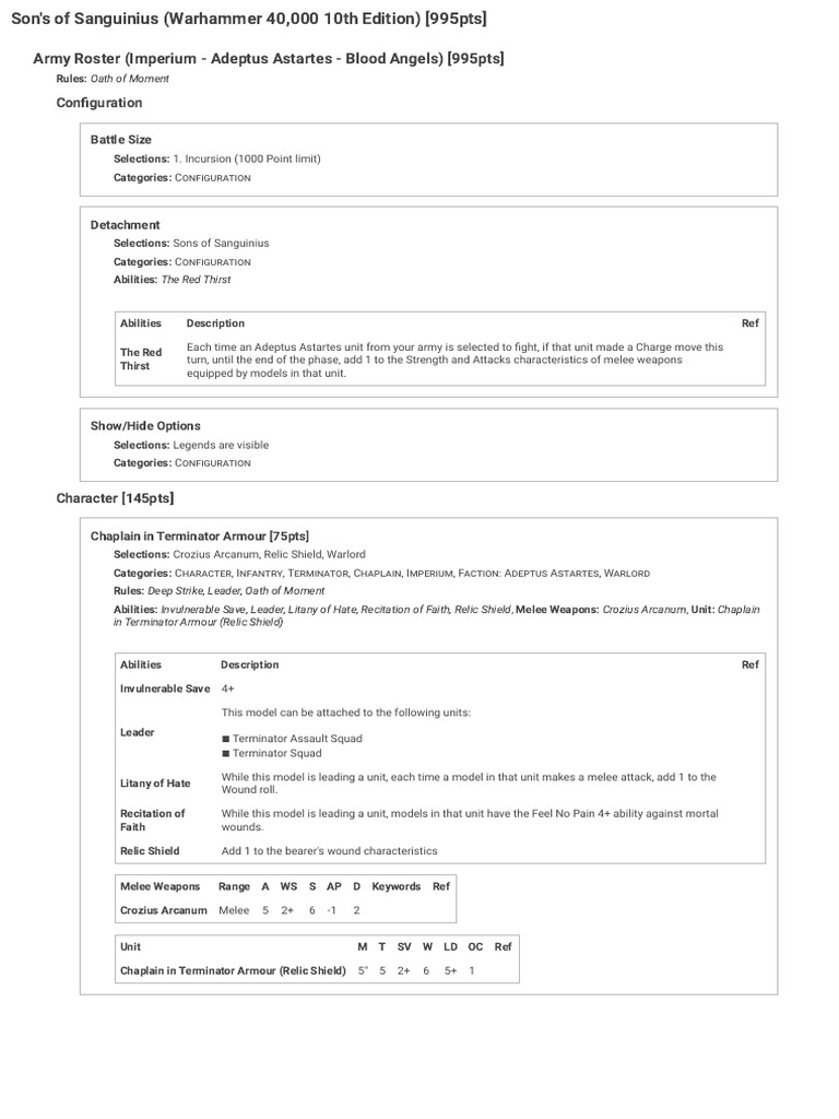 Son's of Sanguinius (HTML) | PDF | Infantry | Military