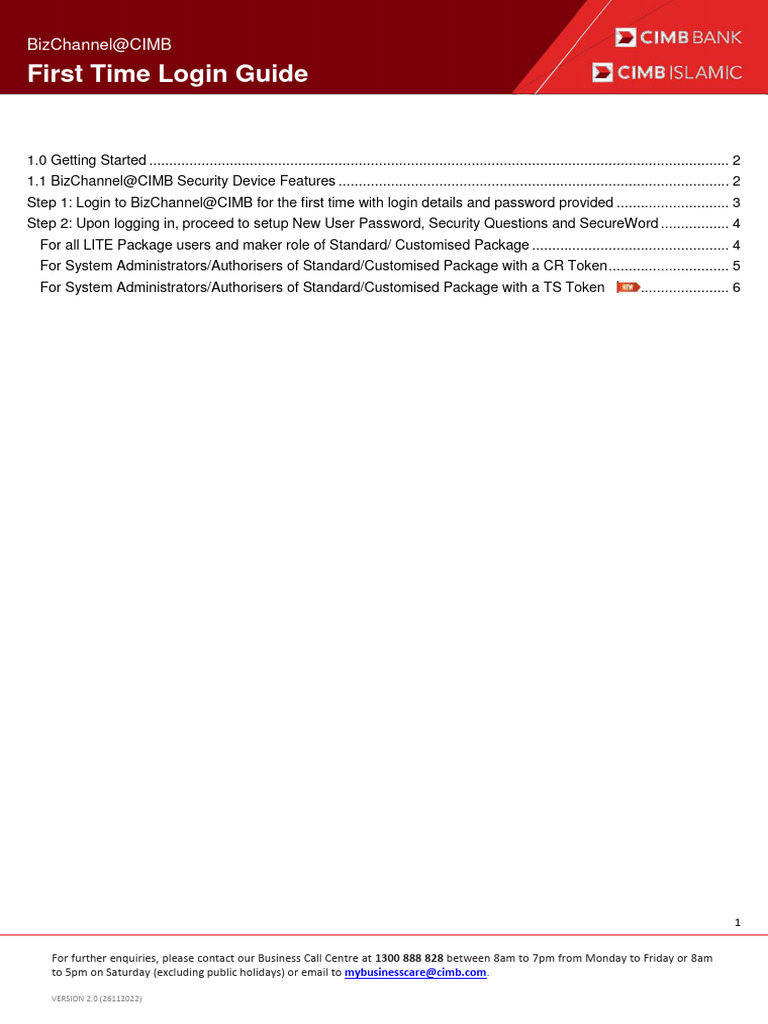 BizChannel@CIMB Login Guide | PDF | Login | Password