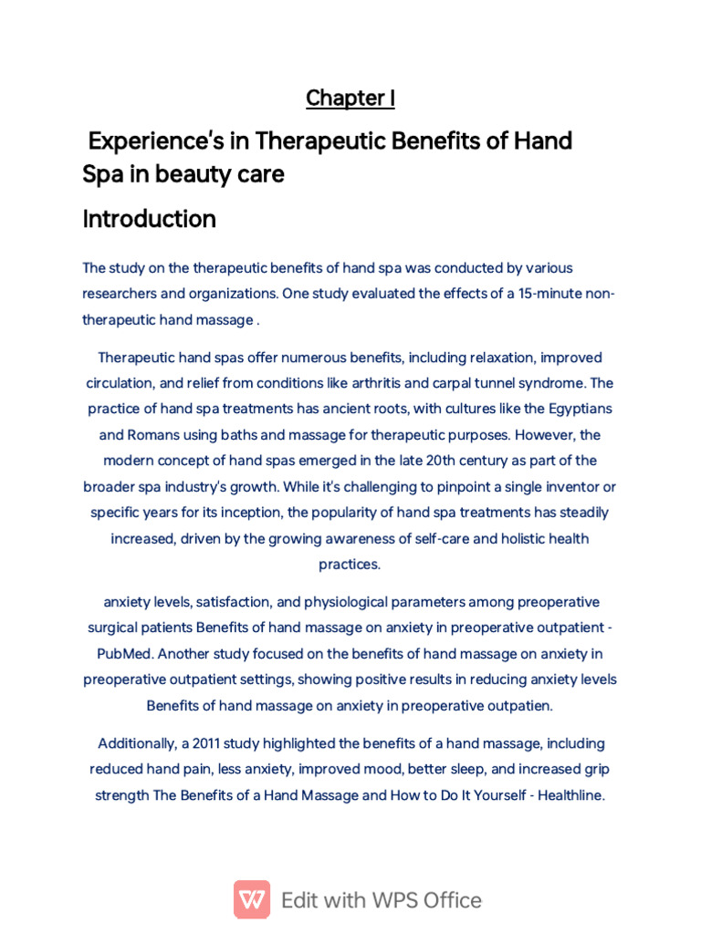 Exploring Therapeutic Benefits of Hand Spa in Beauty Careww | PDF ...