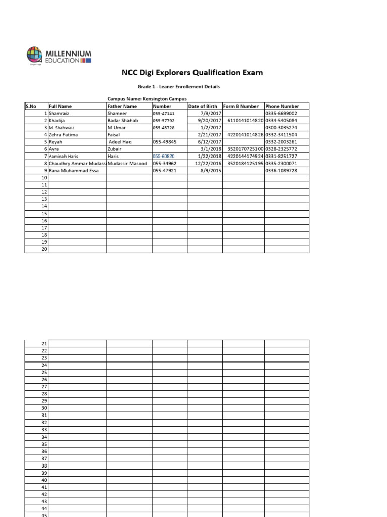 NCC Digi Explorers Grade 1 List | PDF