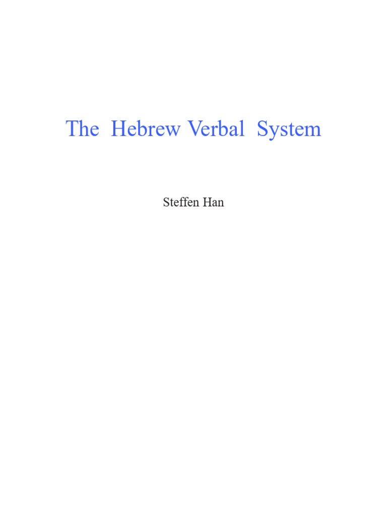 The Hebrew Verbal System | PDF | Linguistic Typology | Linguistics