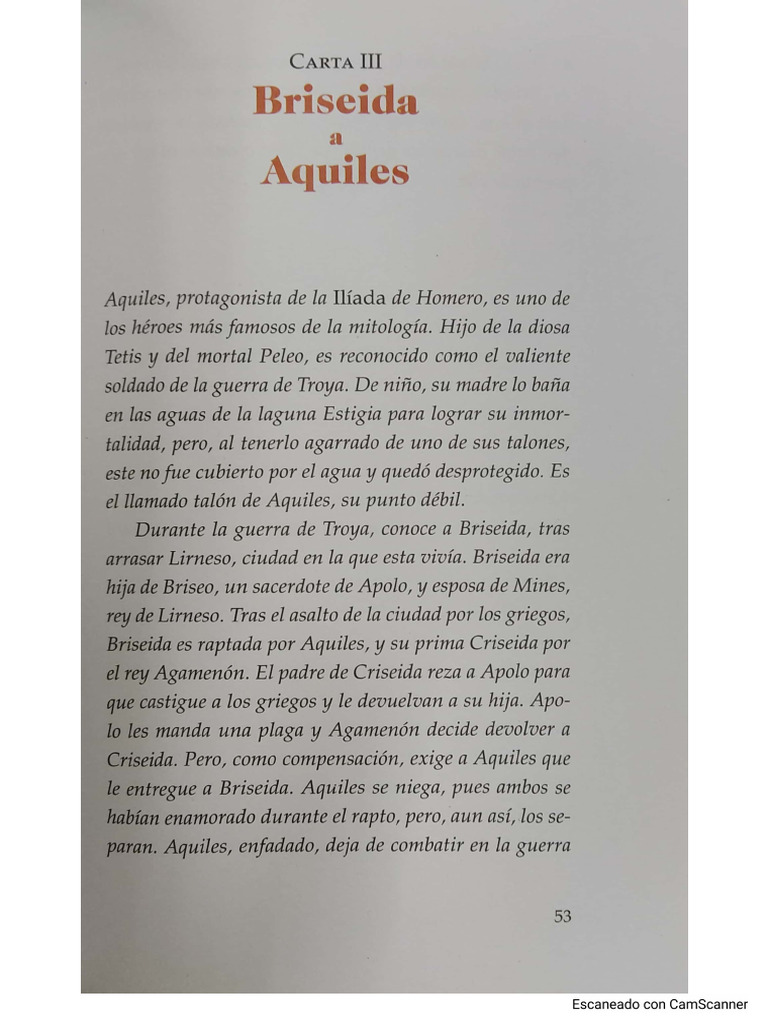Briseida A Aquiles | PDF