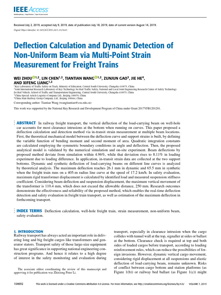 Deflection Calculation and Dynamic Detection of Non-Uniform Beam Via Multi-Point Strain ...