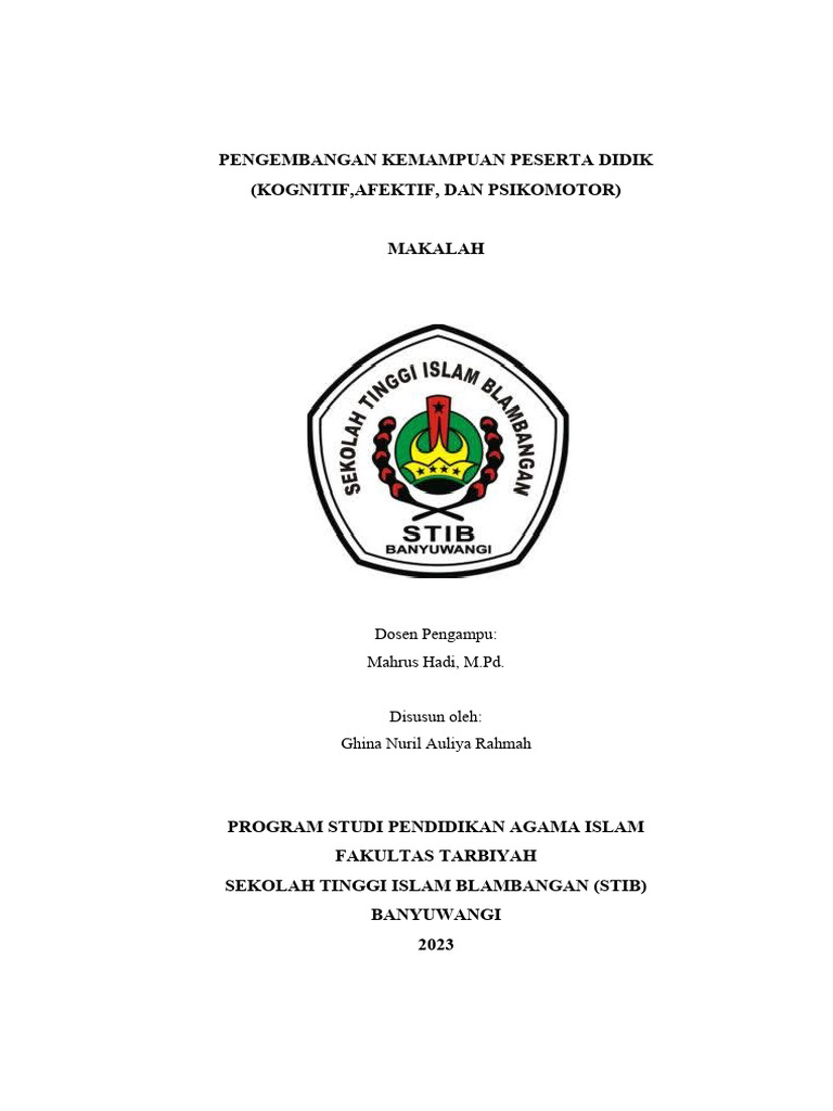 Pengembangan Kognitif Peserta Didik | PDF