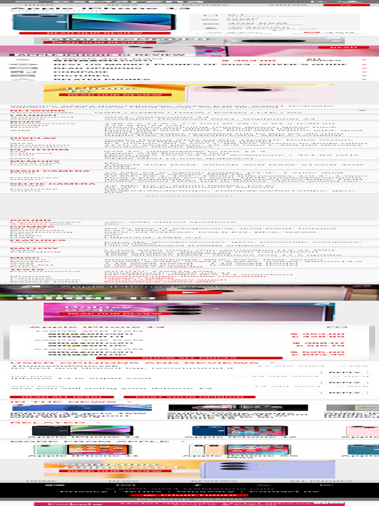 Apple Iphone 13 - Full Phone Specifications | PDF | I Phone | Consumer ...