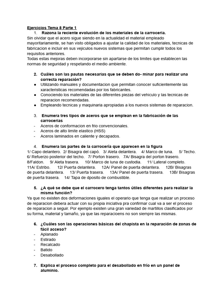 Ejercicios Tema 8 Parte 1 | Descargar gratis PDF | Aluminio | Acero