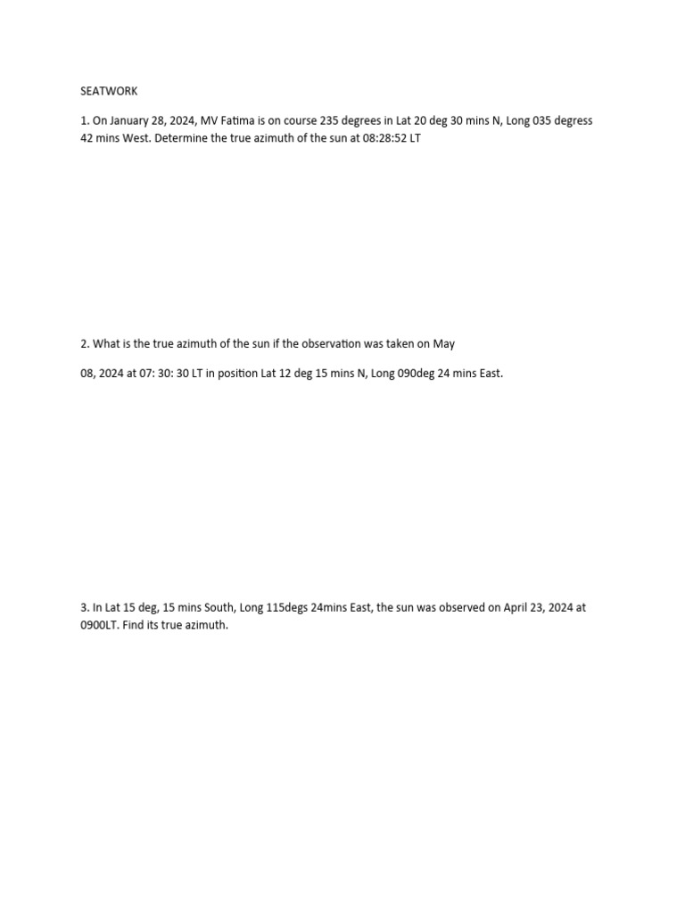 Sun Azimuth Calculations 2024 | PDF