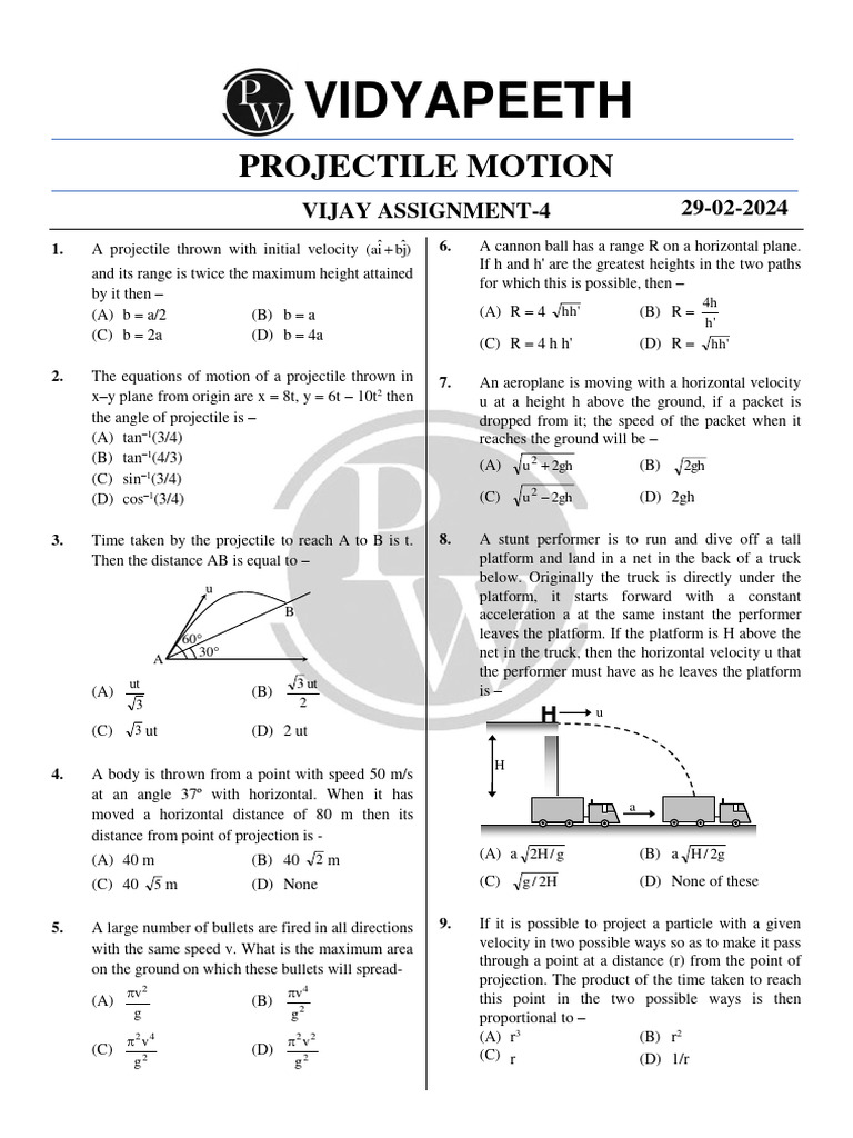 Projectile Motion _ Home Assignment | PDF | Projectiles | Acceleration