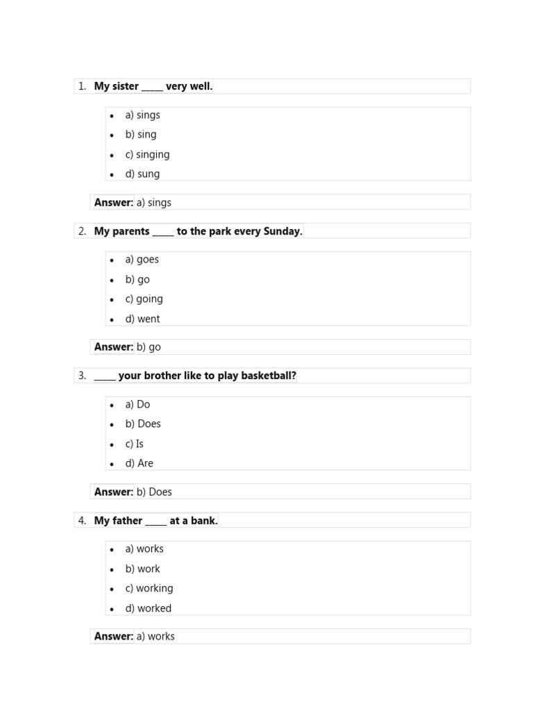 English Verb Conjugation Quiz | PDF