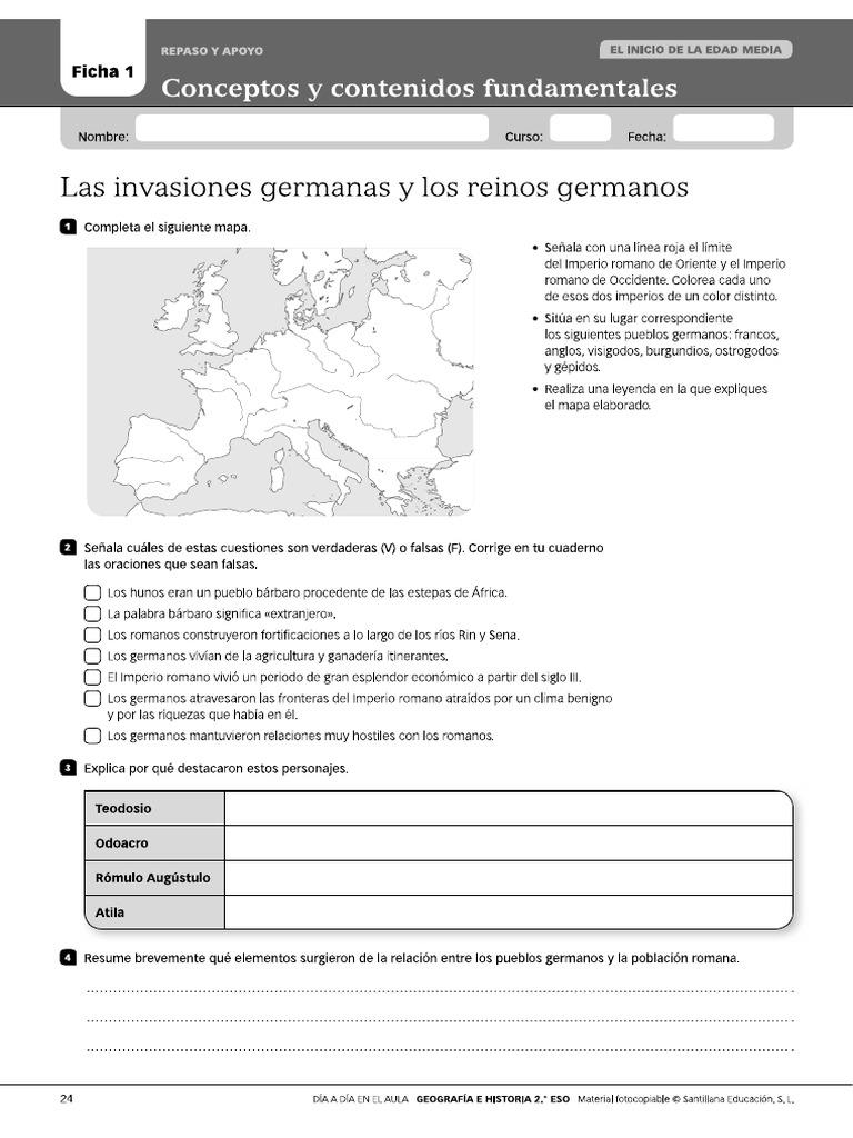 1 Historia 2 Eso Ficha 1 Tema 1 | PDF