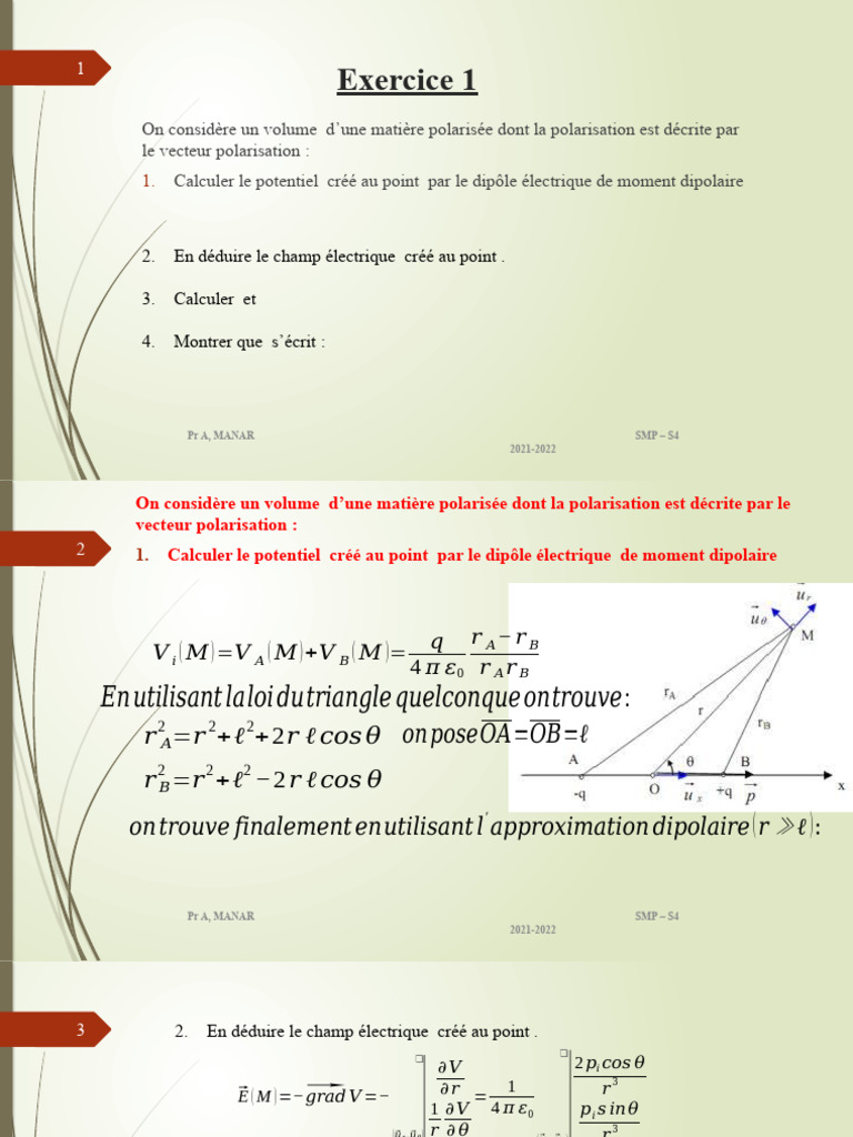 Corrigé Exo 1 | PDF | Électricité | Électrodynamique