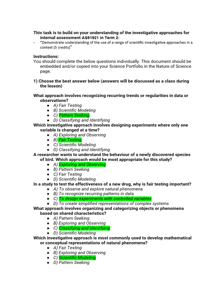 Investigative Approaches | PDF | Science | Experiment
